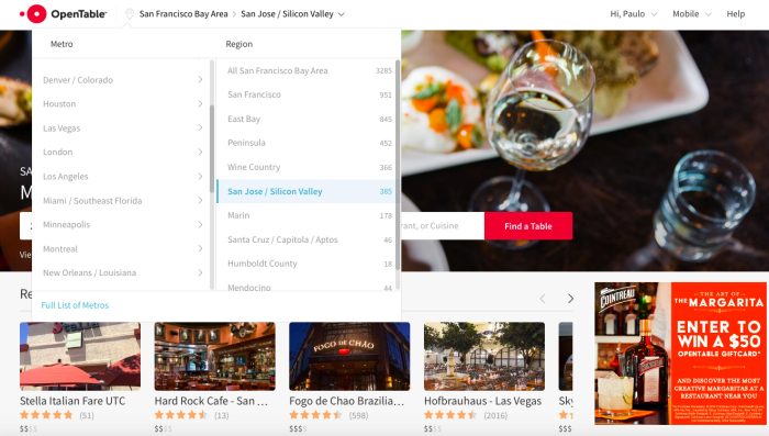 OpenTable: Reservas de restaurantes pela internet - Viajonários